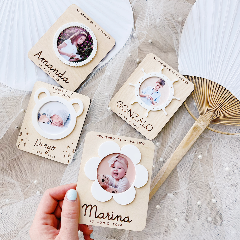Marco recordatorio con foto para bautizo o comunión - Monamí